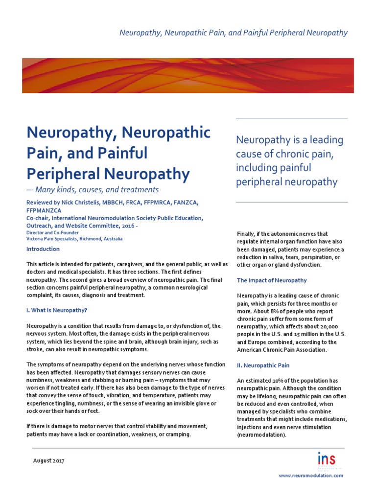 Fact Sheet Painful Peripheral Neuropathy | PDF | Peripheral Neuropathy | Pain
