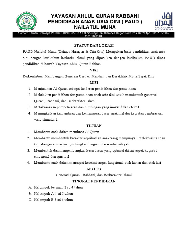 Profil Paud New | PDF