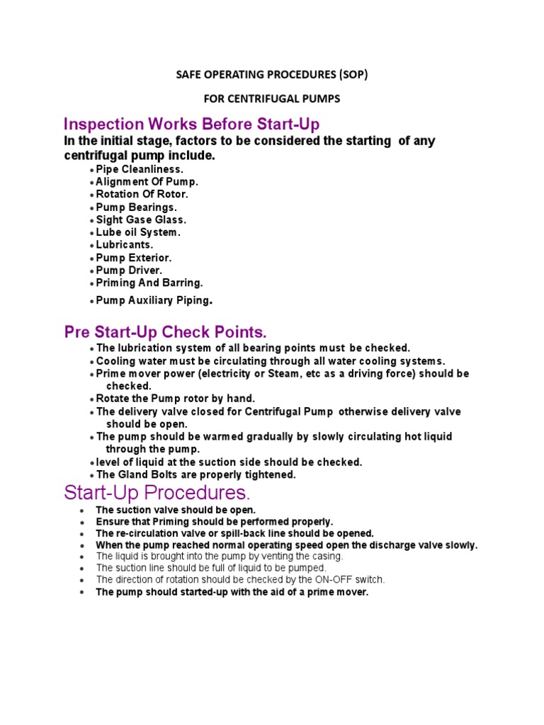 Sop 1 | PDF | Pump | Valve