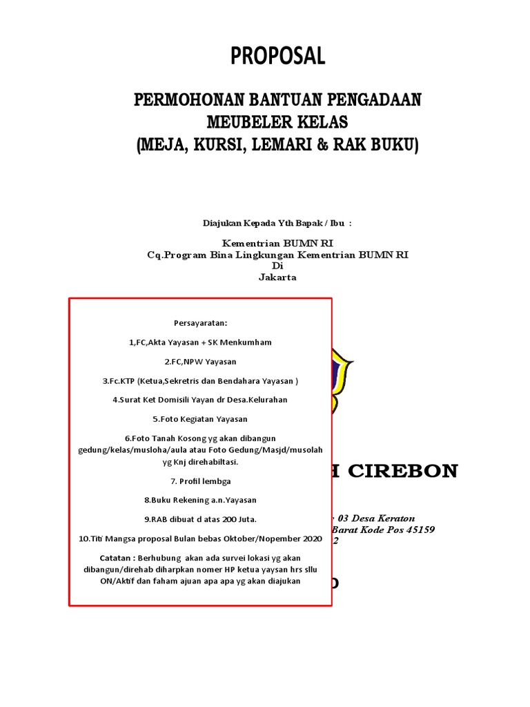 Contoh Proposal CSR 2020 An-Najah-1 | PDF