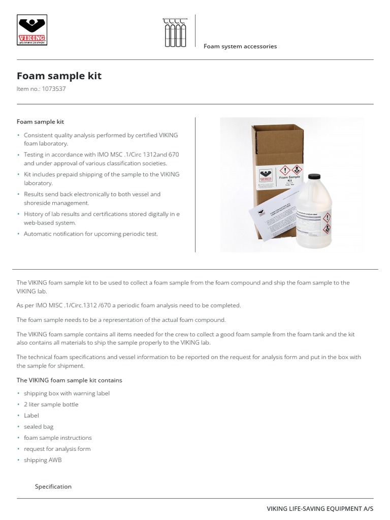 VIKING Foam Sample Kit Overview | PDF | Home & Garden