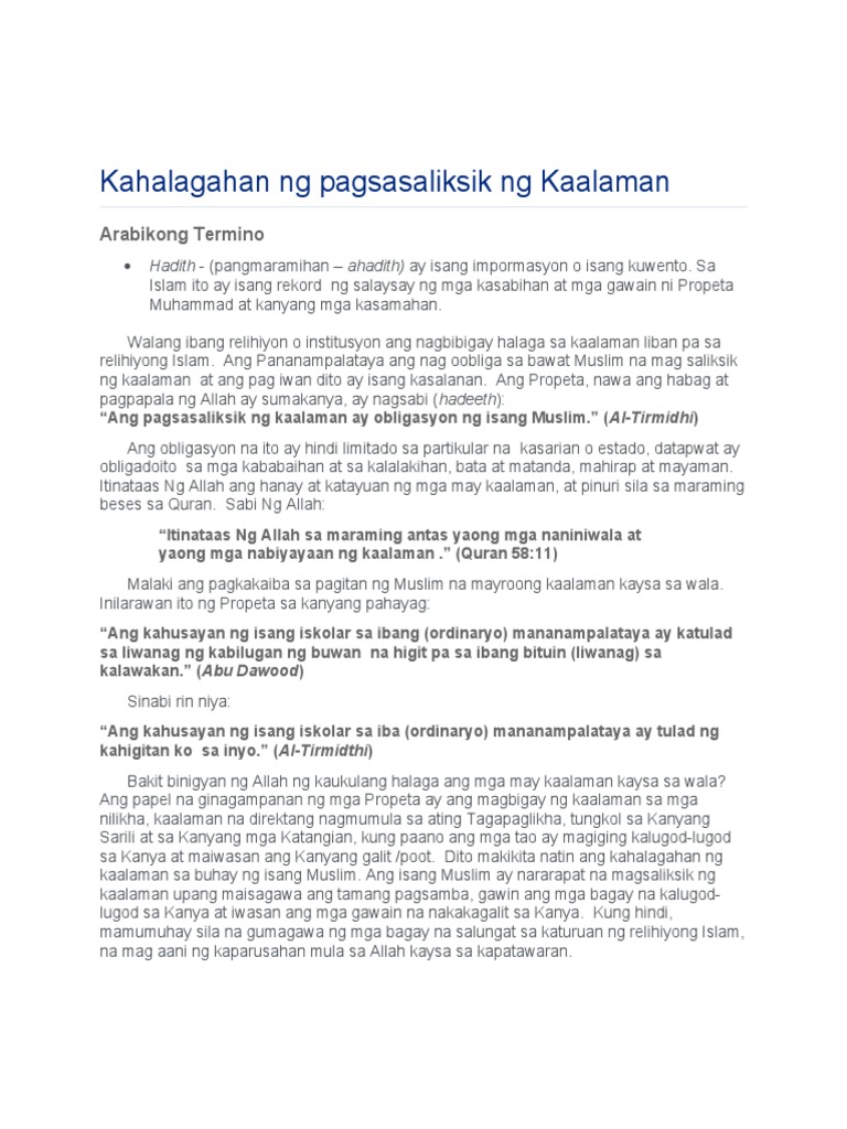 Kahalagahan ng pagsasaliksik ng Kaalaman | PDF