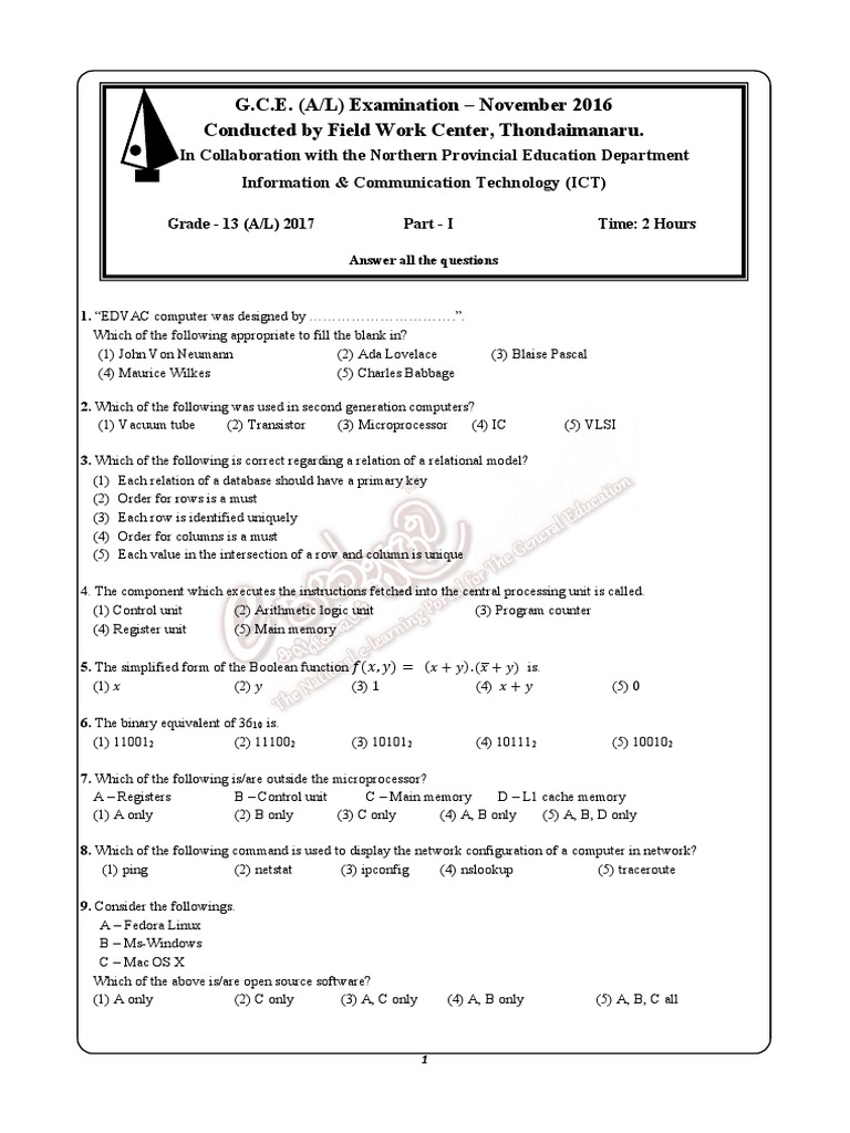 ICT Paper | PDF | Computer Data Storage | Computer Program