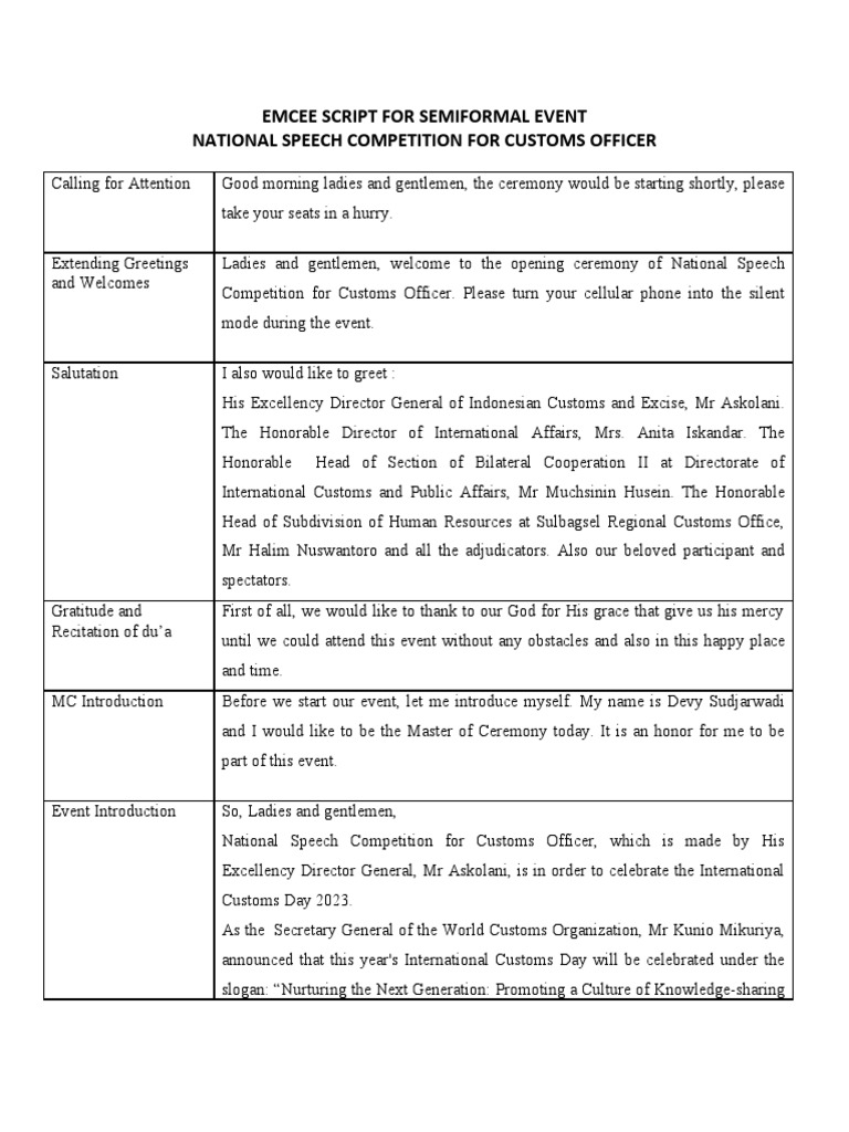 18 Kadek Devy Crisna S - Emcee Script | PDF | Career & Growth | Business