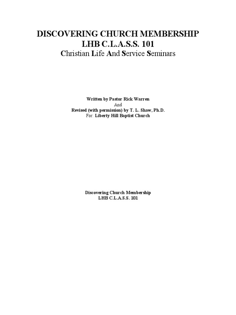 Discovering Church Membership LHB C | PDF | Baptism | Jesus