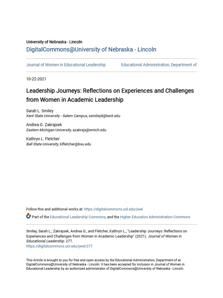 Leadership Journeys - Reflections On Experiences and Challenges FR ...
