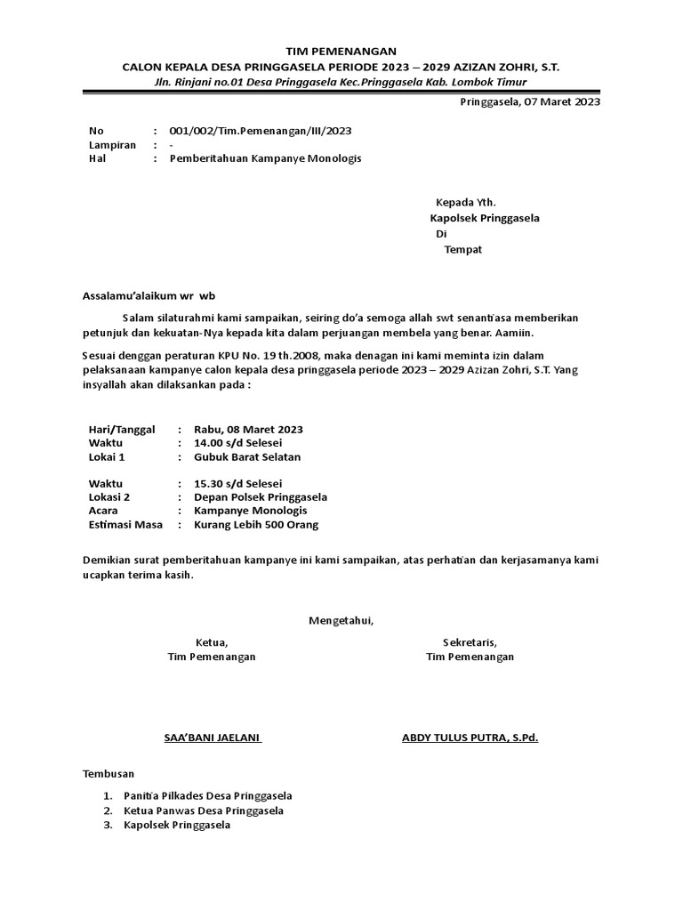 Surat Pemberitahuan | PDF