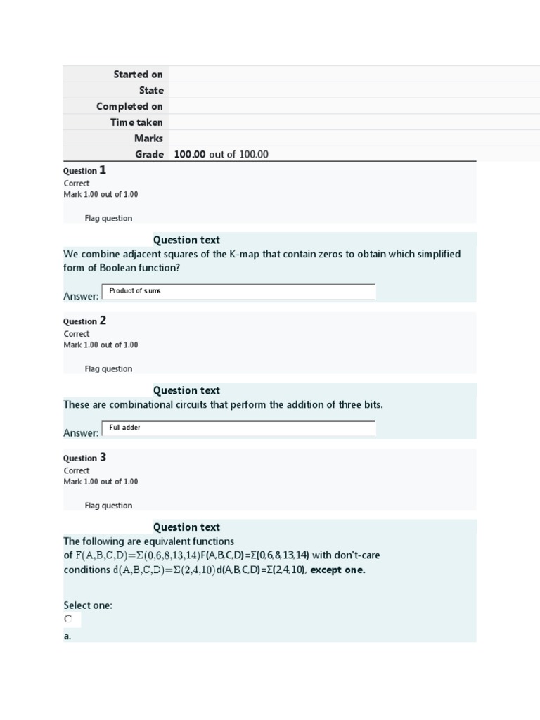 Midterm Quiz | PDF | Logic Gate | Digital Electronics