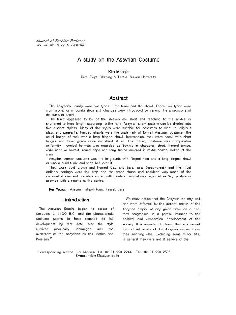 A Study on the Assyrian Costume | PDF | Assyria | Mesopotamia