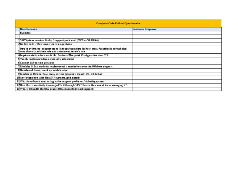 Oracle Company Code Questionnaire | PDF