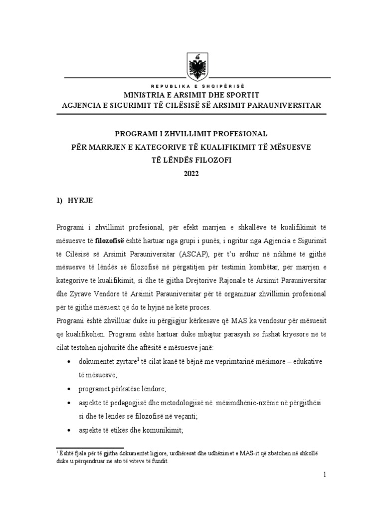 Filozofi Progi Kualifikimit 2022 | PDF
