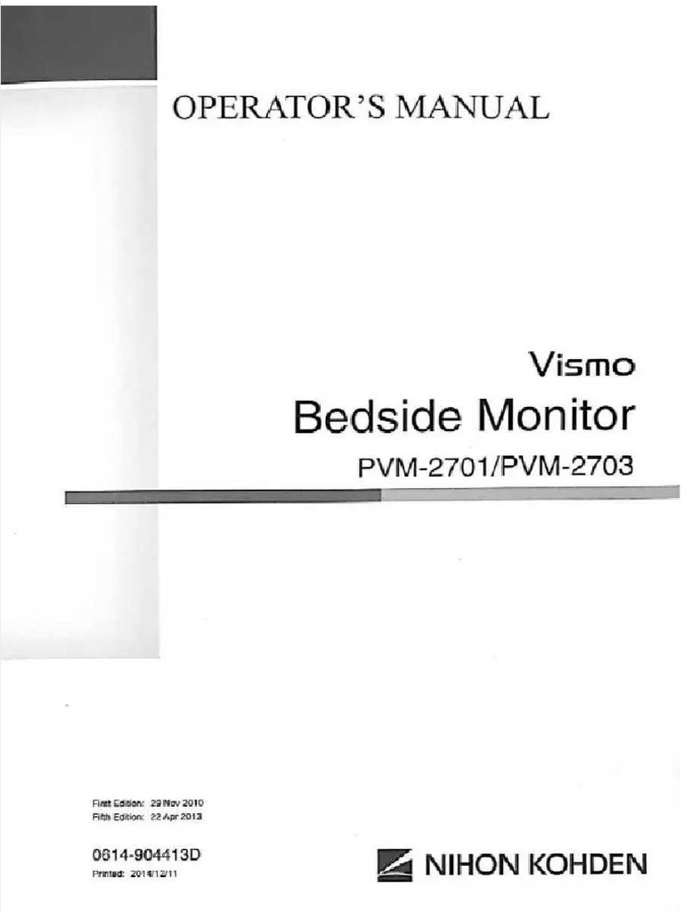 Nihon Kohden Vismo Pvm 2701 2703 Patient Monitor User Manual PDF | PDF