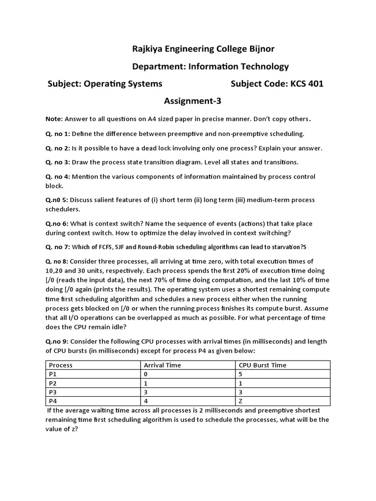 Os Assignment 3 | PDF | Scheduling (Computing) | Process (Computing) Os Assignment 3 | PDF | Scheduling (Computing) | Process (Computing)