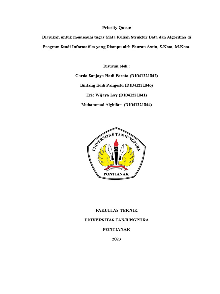 Makalah Priority Queue Revisi | PDF | Metode & Bahan Ajar | Komputer