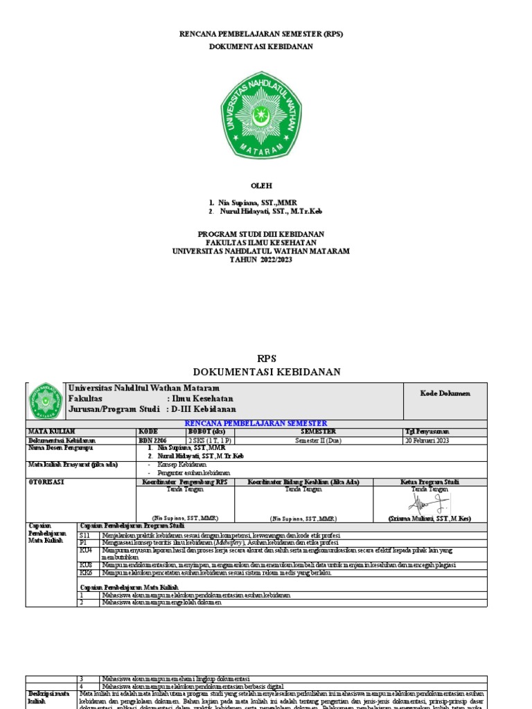 RPS Dokumentasi 2023 | PDF