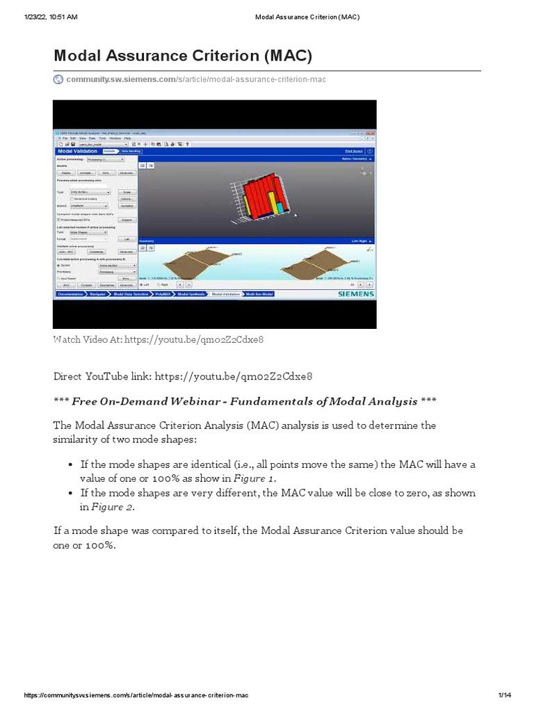 Modal Assurance Criterion (MAC) | PDF | Normal Mode | Finite Element Method