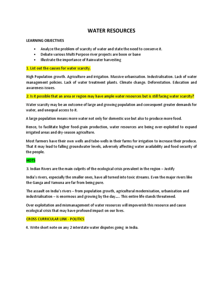 Water Scarcity and Conservation Strategies | PDF