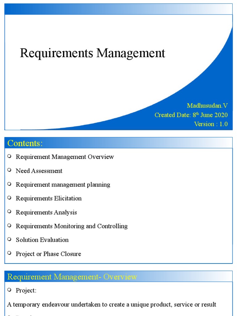 Requirements Management - V1.1 | PDF | Business Analysis | Project Management