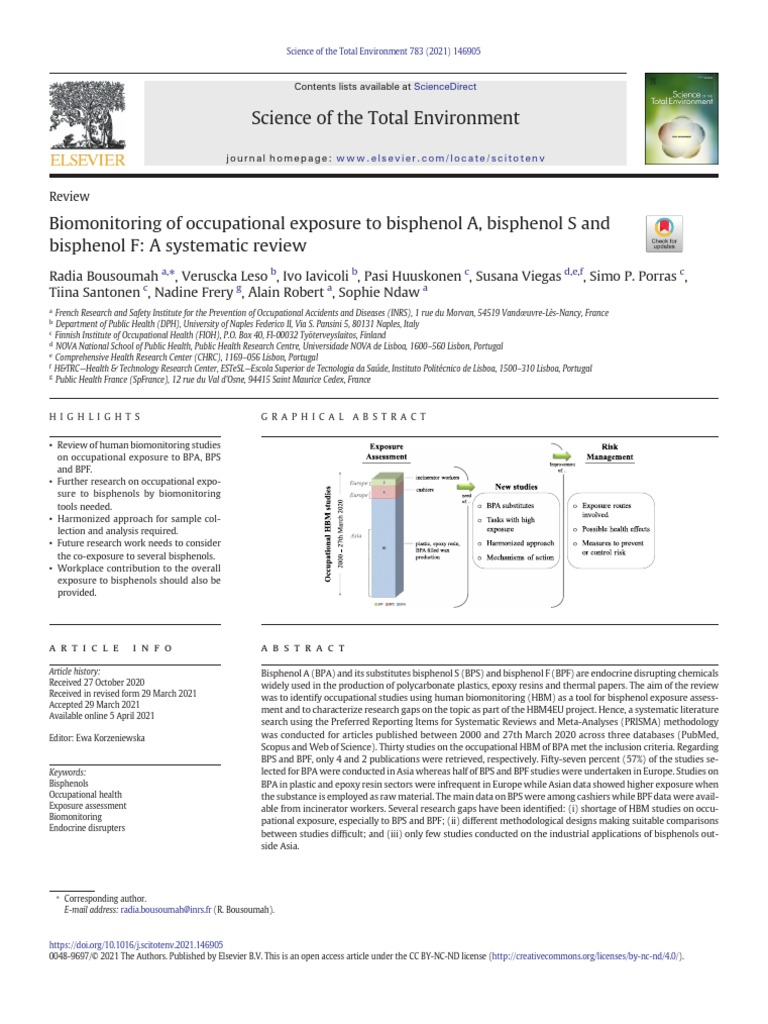 biomonitoring of BPA in occupational workers | PDF | Detection Limit