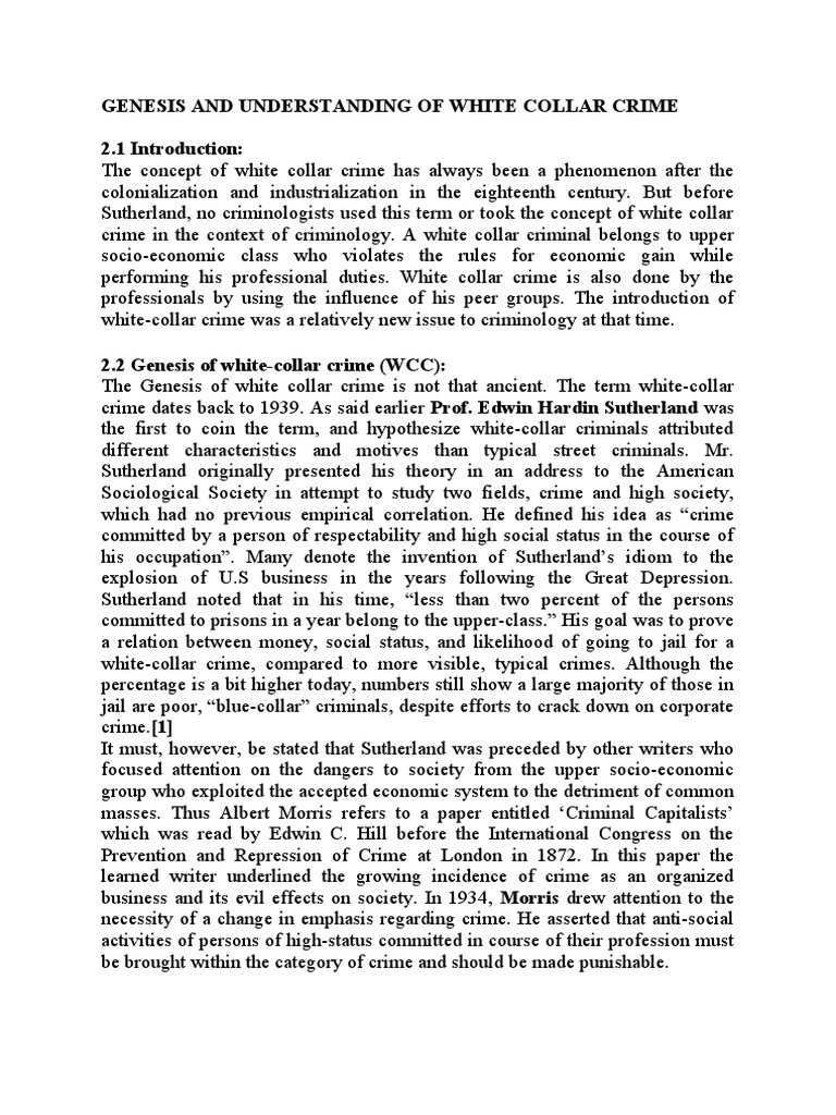 Genesis of WCCs | PDF | Crimes | Crime & Violence