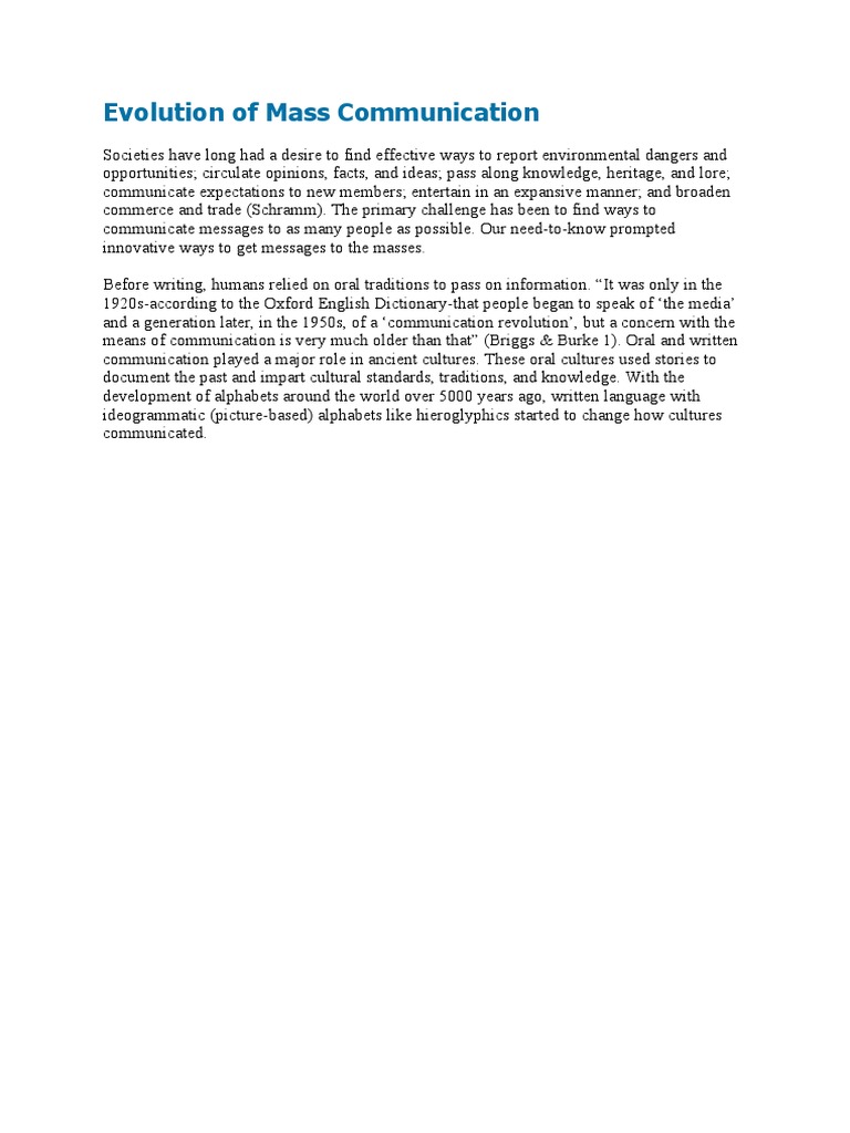 Evolution of Mass Communication | PDF | Social Media | Popular Culture & Media Studies