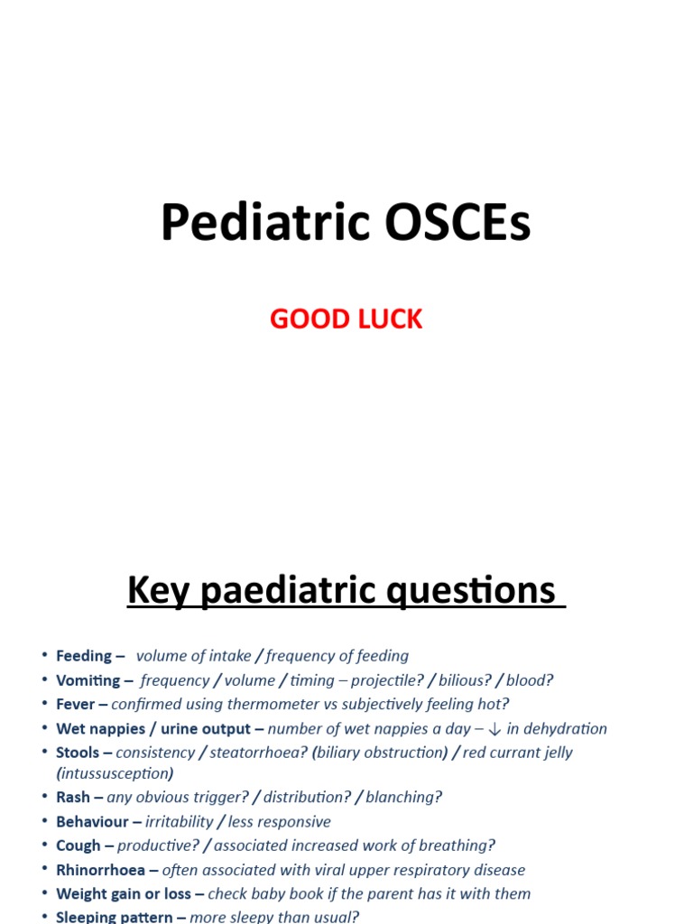 Pediatric OSCEs 2016 Modified | PDF | Nocturnal Enuresis | Breastfeeding