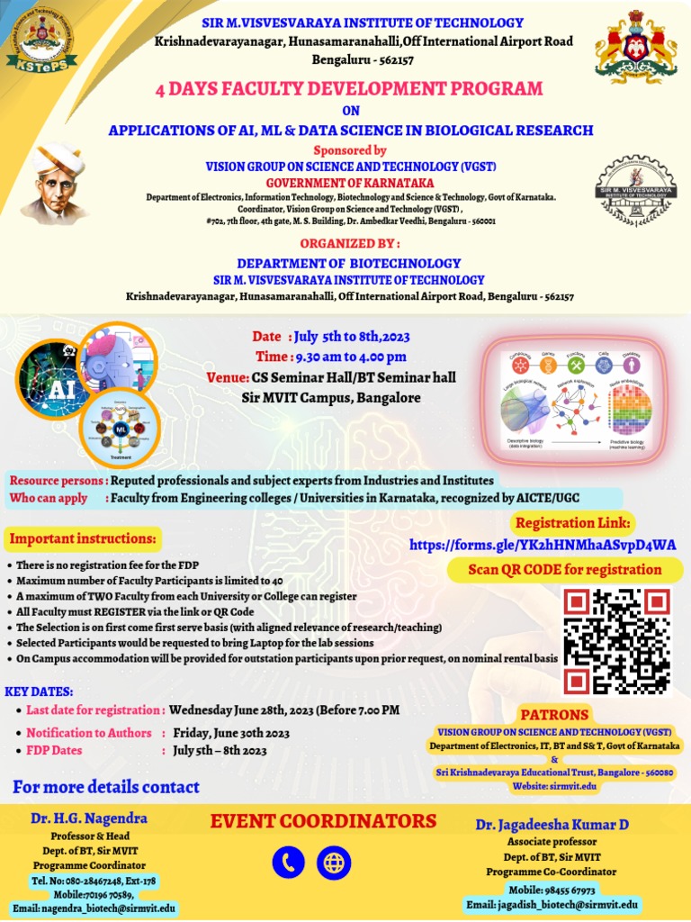 4 Day FDP Applications of Ai, ML & Data Science in Biological Research ...