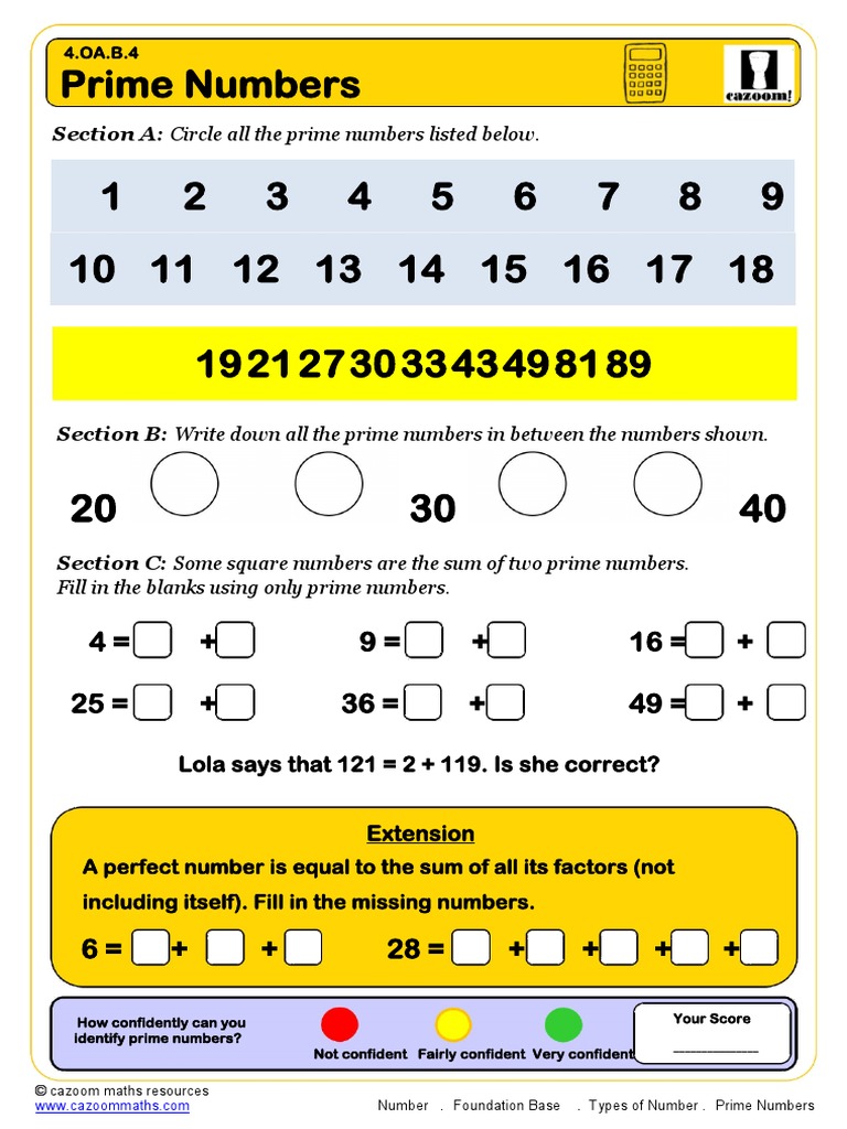 Number - Types of Number - Prime Numbers - Us | PDF