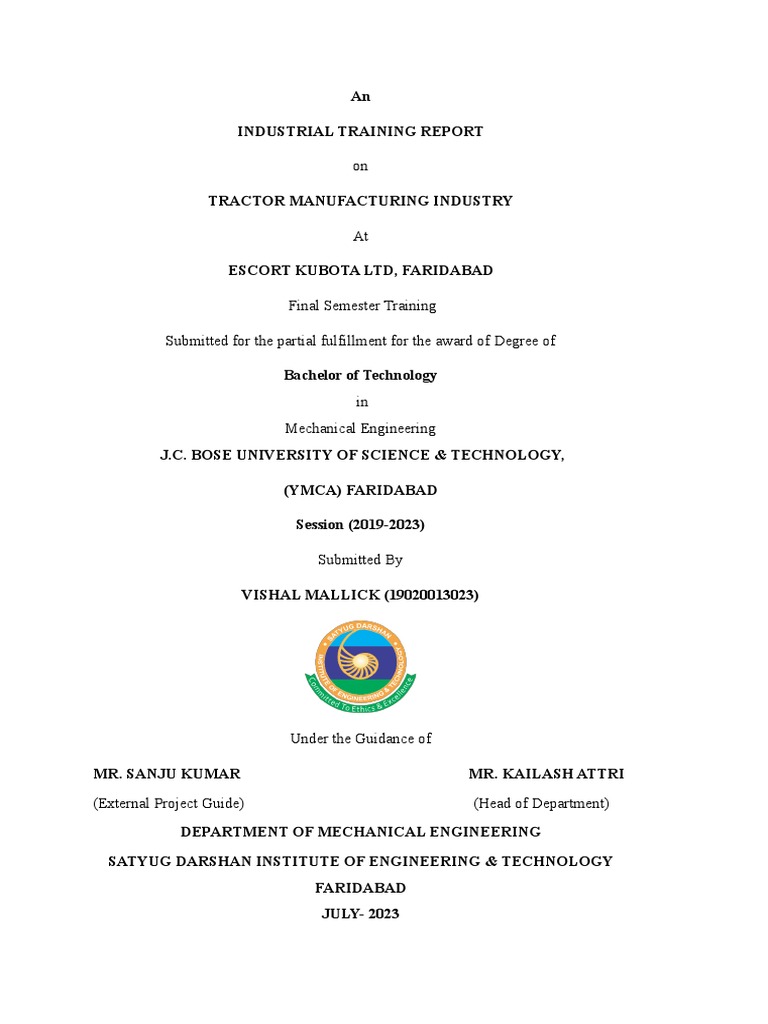 8th Sem Training Report-4 | PDF | Electric Motor | Manufactured Goods
