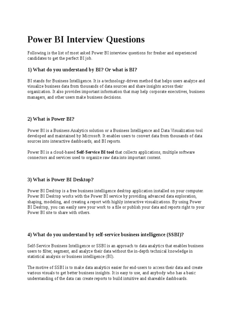 Power BI Questions | PDF | Business Intelligence | Mobile App
