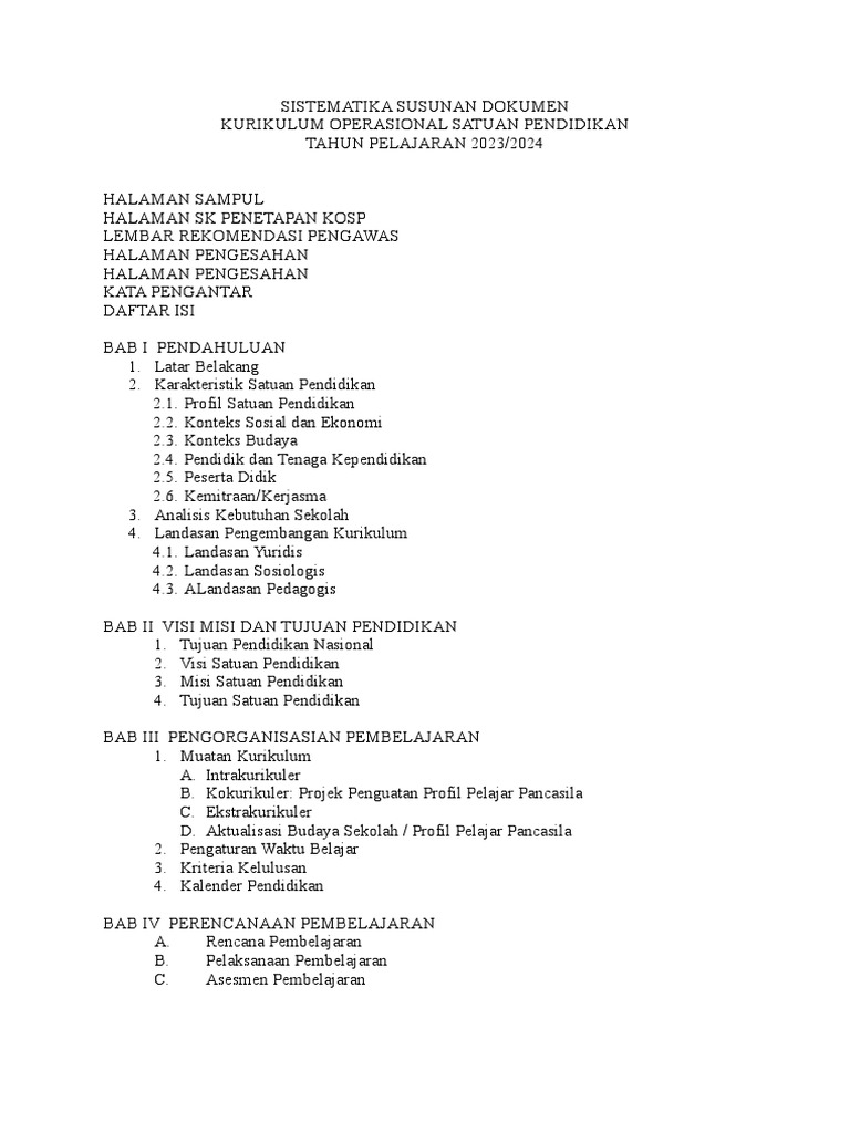 Daftar Isi Kosp | PDF