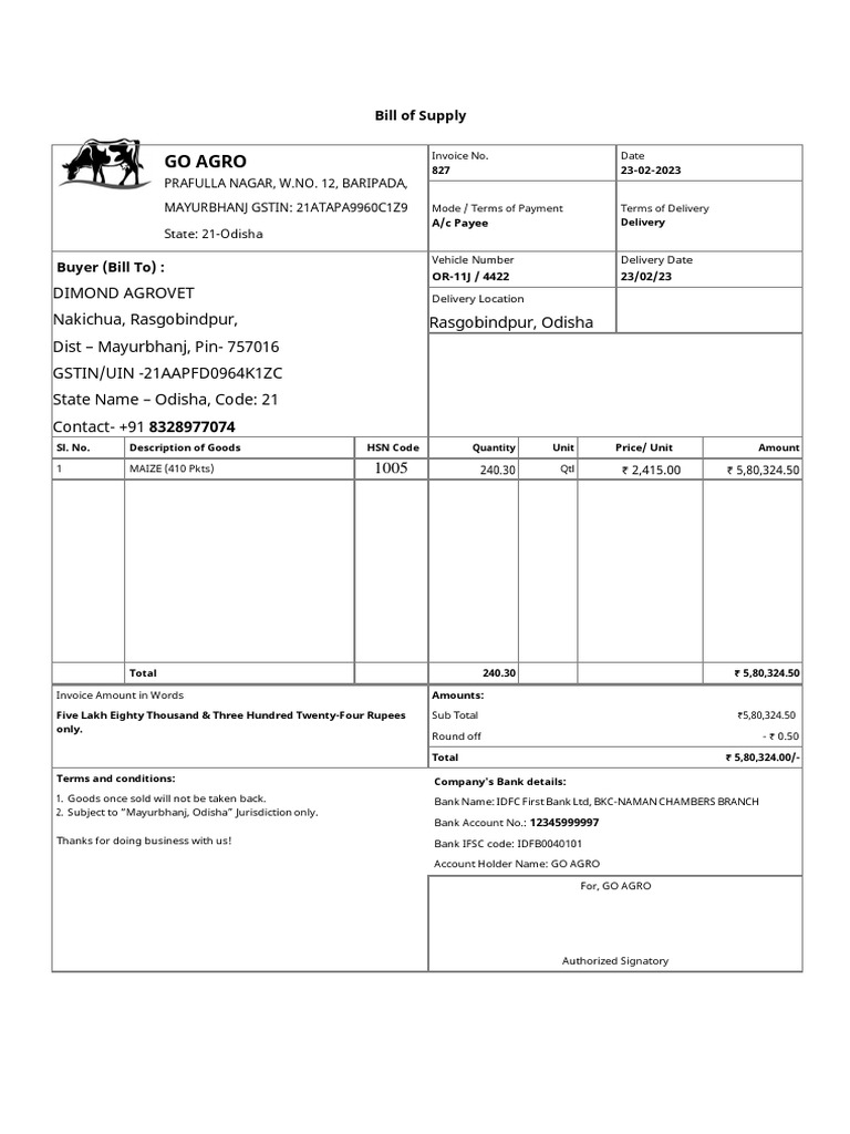 Diamond Agrovet Invoice | PDF | Financial Services | Banking