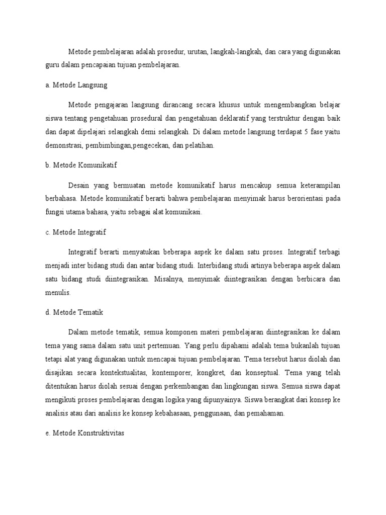 Metode Pembelajaran Adalah Prosedur | PDF