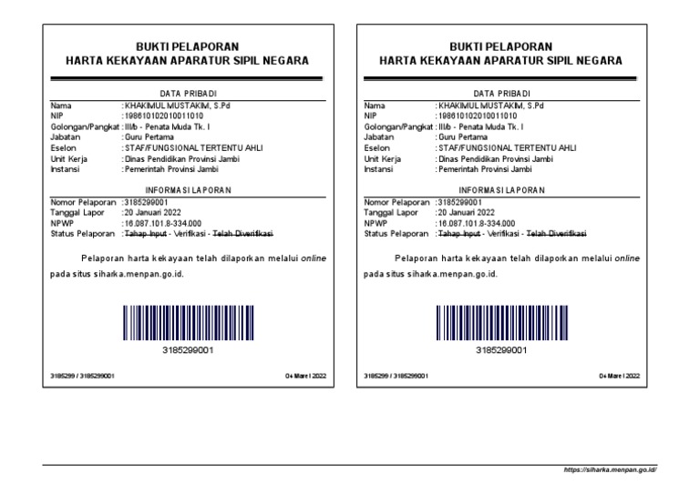 Bukti Pelaporan Harta Kekayaan ASN | PDF