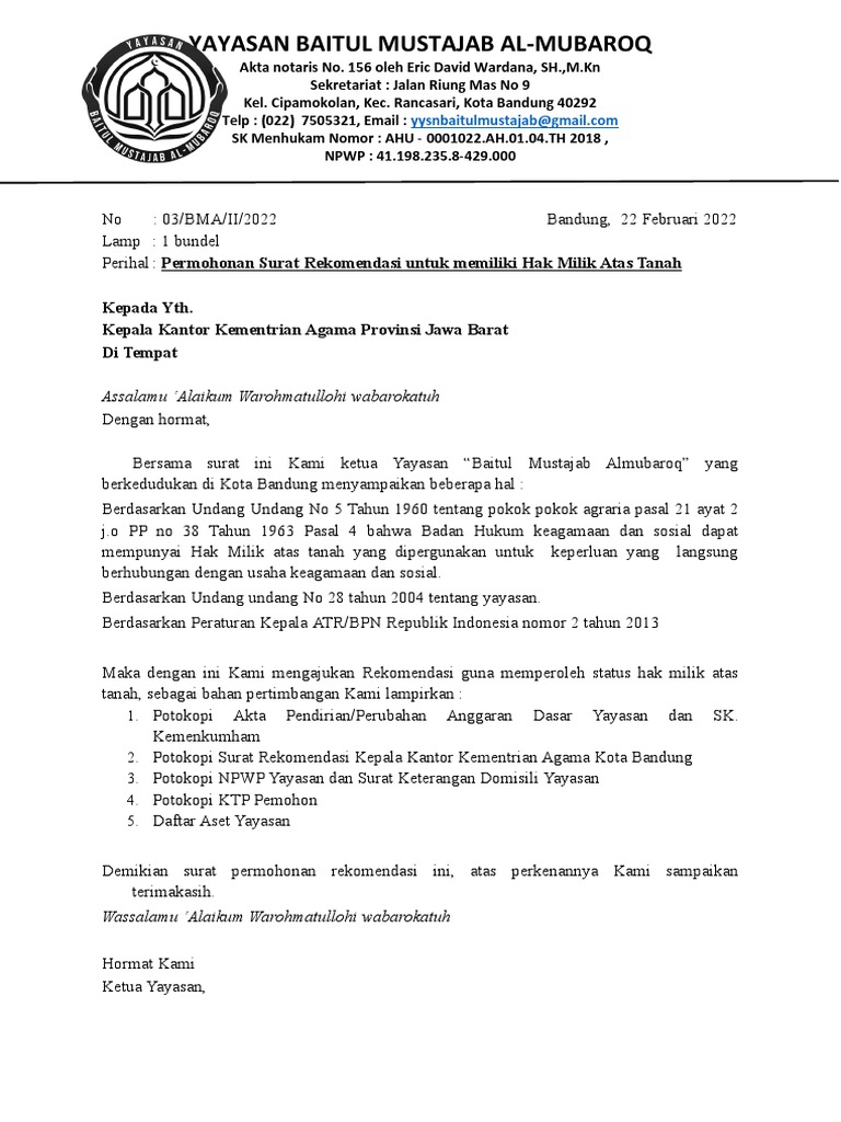 Surat Tembusan Kemenag | PDF