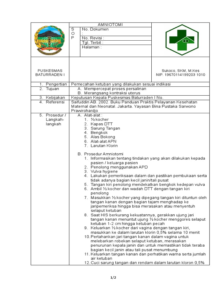 Sop Amniotomi 2023 VK | PDF