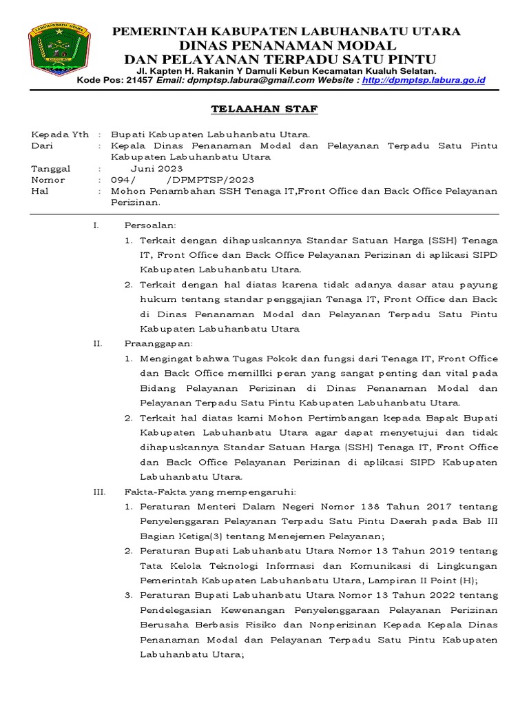 Telaahan Staf Revisi 3 | PDF