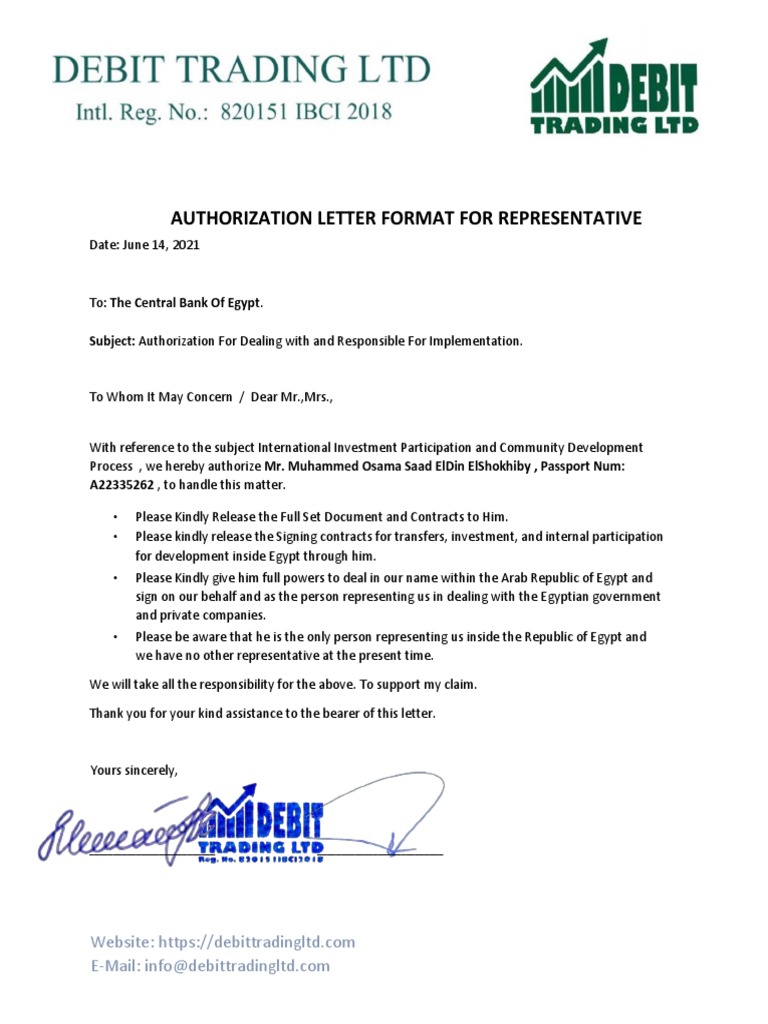 Authorization Letter Debit Trading Ltd-1-1 | PDF