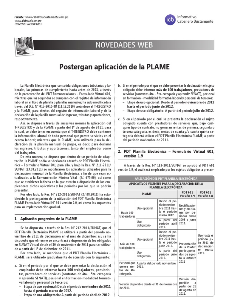 Postergan Aplicacion de La PLAME | PDF | Labor | Business