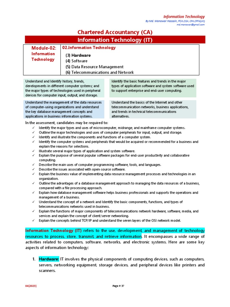 03.CA (CL) - IT - (Module-2) - (3) Information Technology-Hardware ...