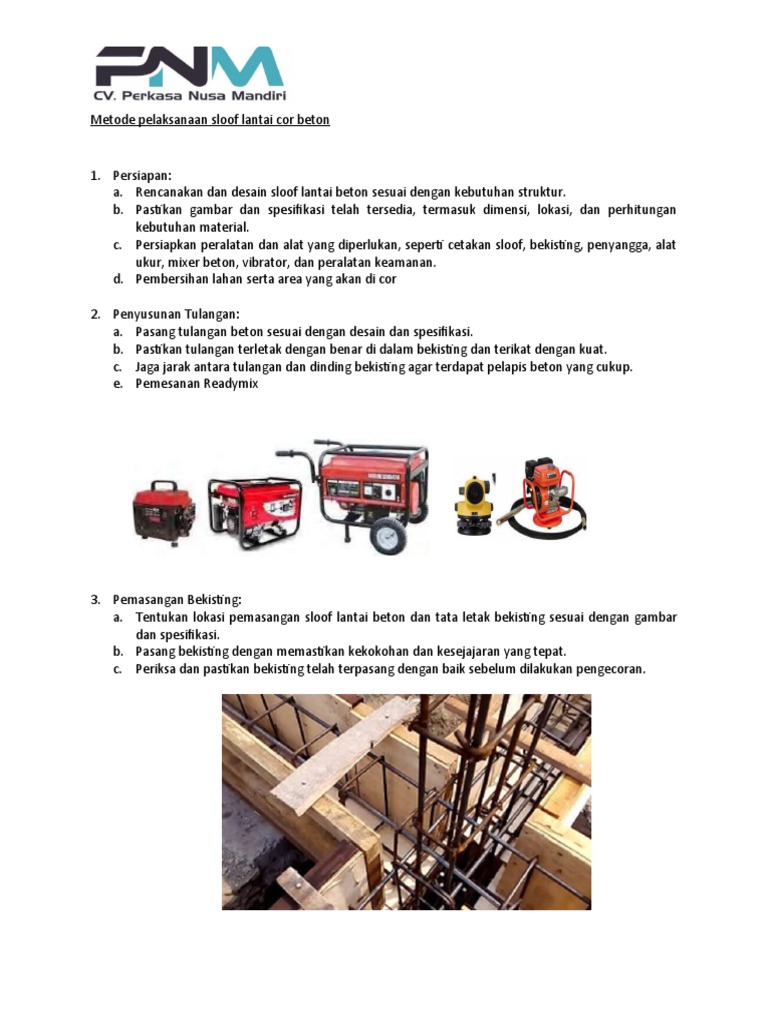 Metode Pelaksanaan Sloof Lantai Cor Beton | PDF