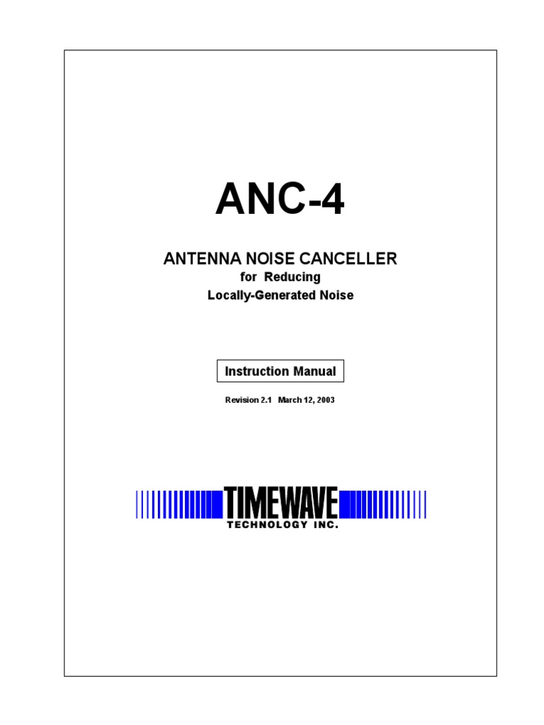 Timewave ANC-4 User 2003 | PDF | Antenna (Radio) | Coaxial Cable