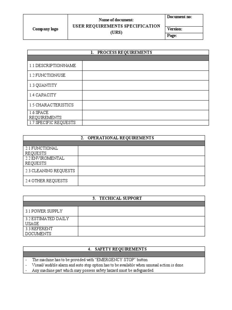 URS Template | PDF