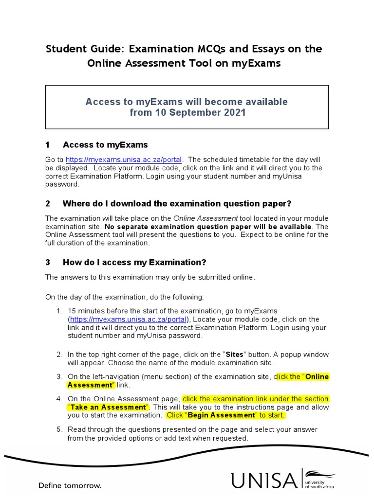 IOS2601 STUDENT GUIDELINE FOR MCQ EXAMS 20201 | PDF | Login | Multiple ...
