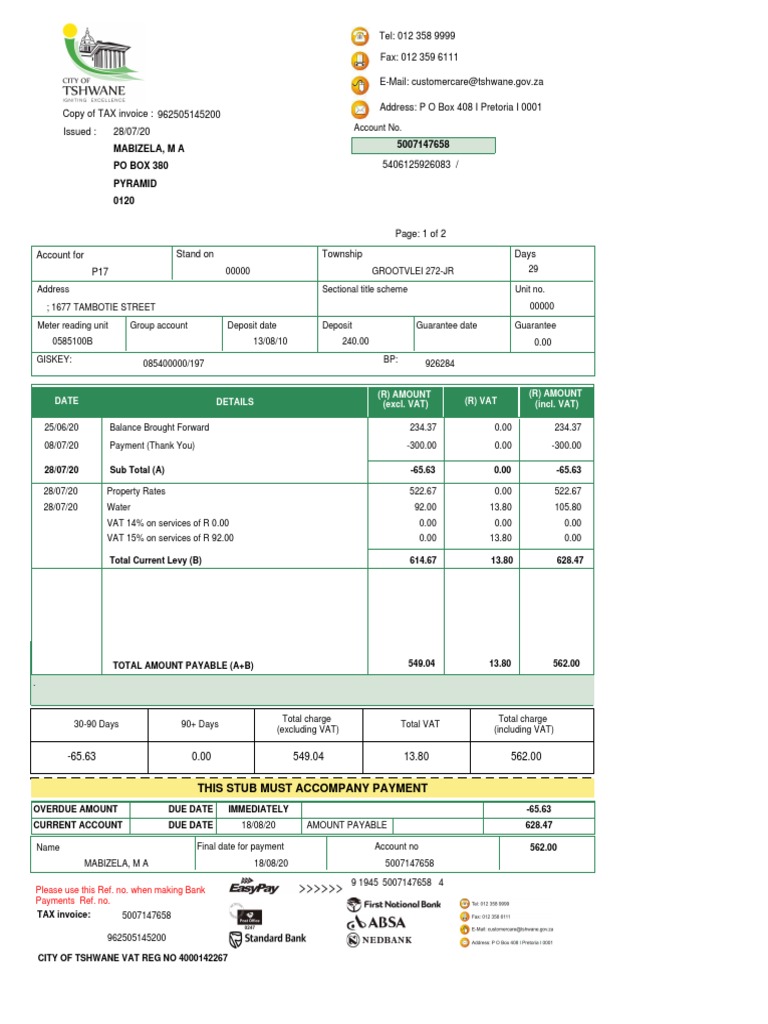 Property Rates and Water Invoice Summary | PDF | Value Added Tax | Taxes