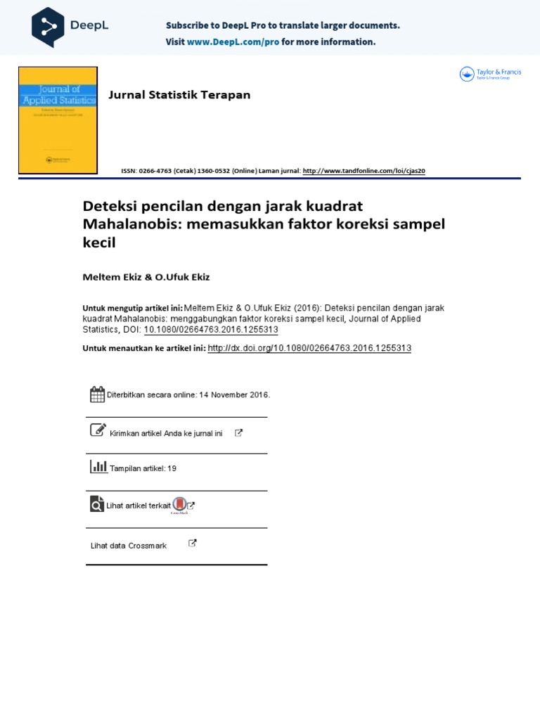 Outlier Detection With Mahalanobis Square Id Pdf