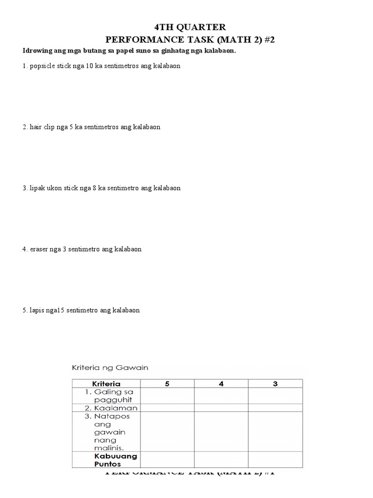 Q4 Performance Task MATH 1 2 | PDF