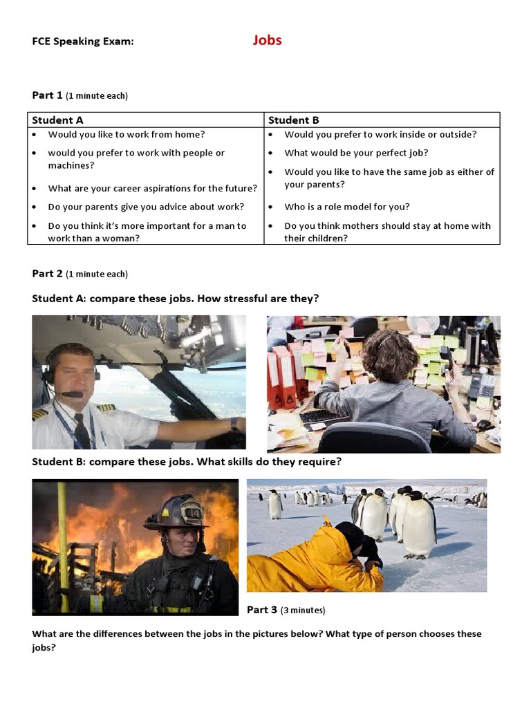 Fce Speaking Jobs | PDF