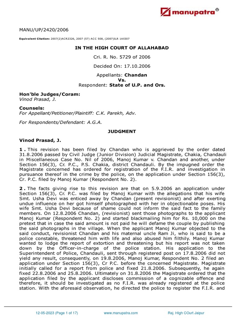 Chandan_vs_State_of_UP_and_Ors_17102006__ALLHCu062368COM491079 | PDF ...