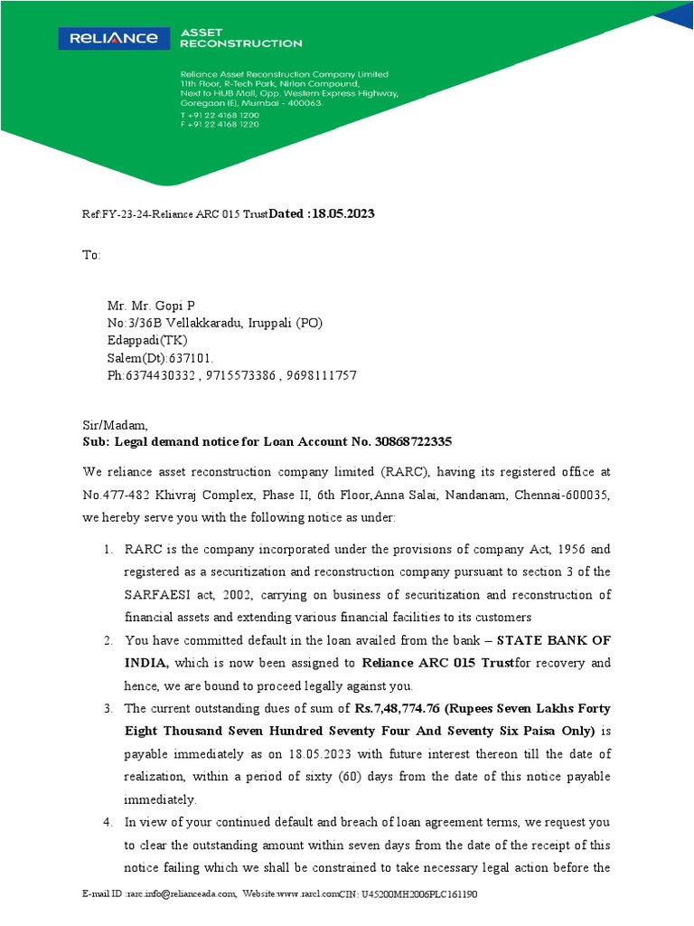 18 Th Legal Notice Aaa Pdf Securitization Banks